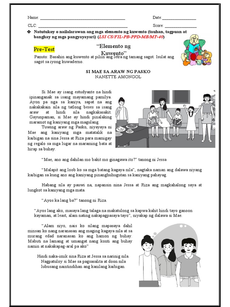 LS1 Fil. Worksheets JHS Elemento NG Kuwento | PDF