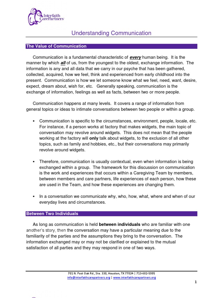 Understanding Communication: The Value of Communication | PDF ...