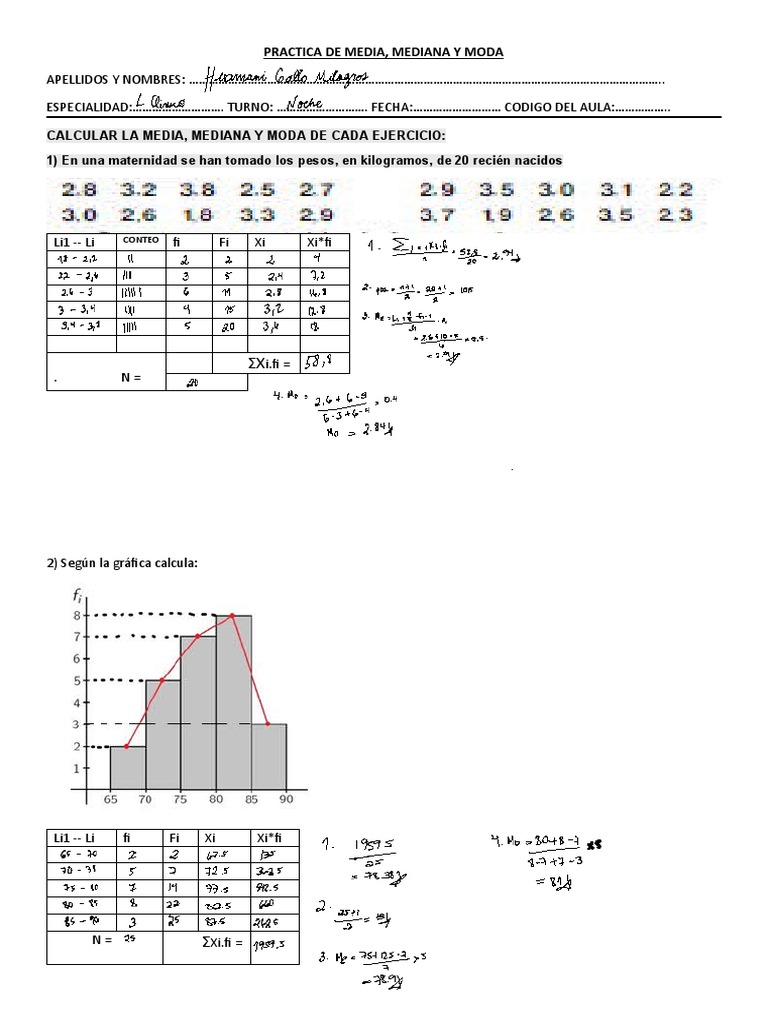 Practica de Media, Mediana y Moda | PDF