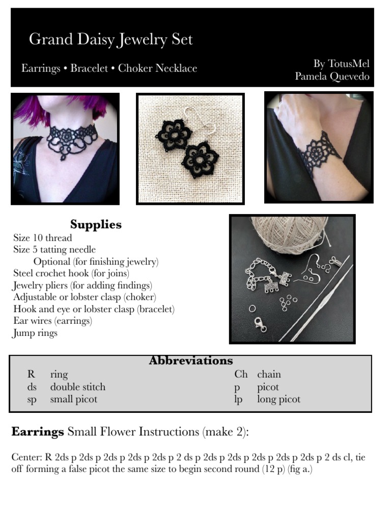 Grand Daisy Jewelry Patternfinal Pdf Tatting