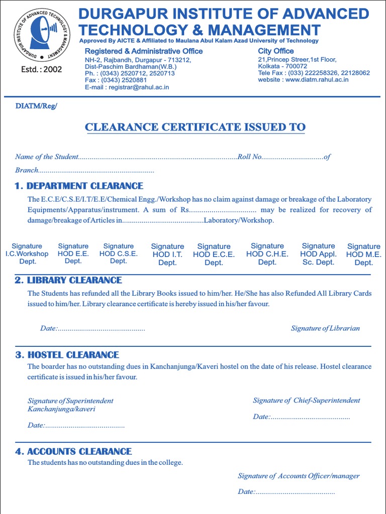 Clearance Certificate Final | PDF