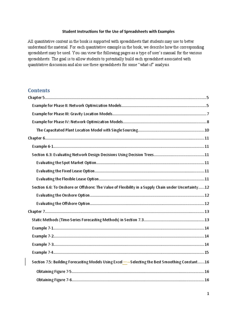 Student Instructions For The Use of Spreadsheets With Examples - v22 ...