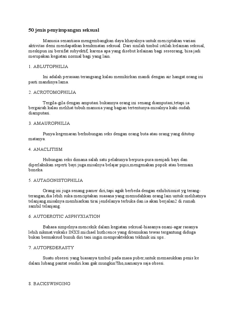 50 Jenis Penyimpangan Seksual | PDF