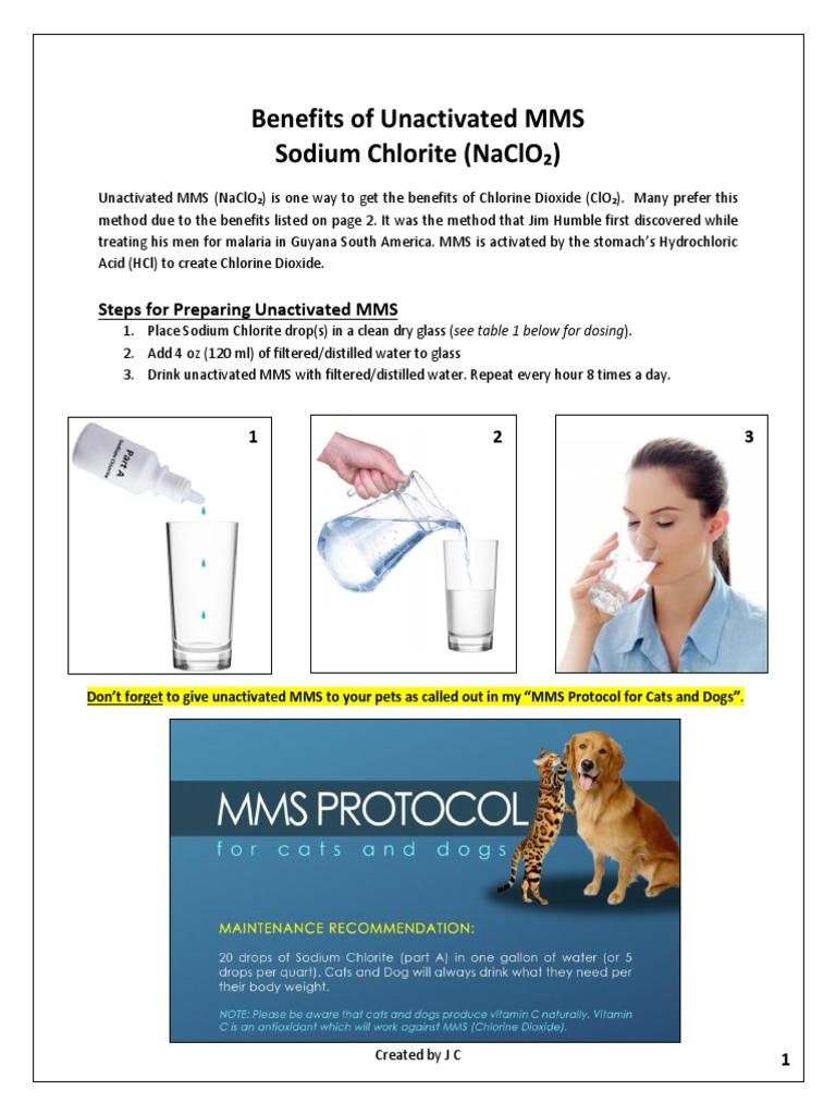 Benefits of Unactivated MMS sodium chlorite NaClO2 | PDF | Hydrochloric ...