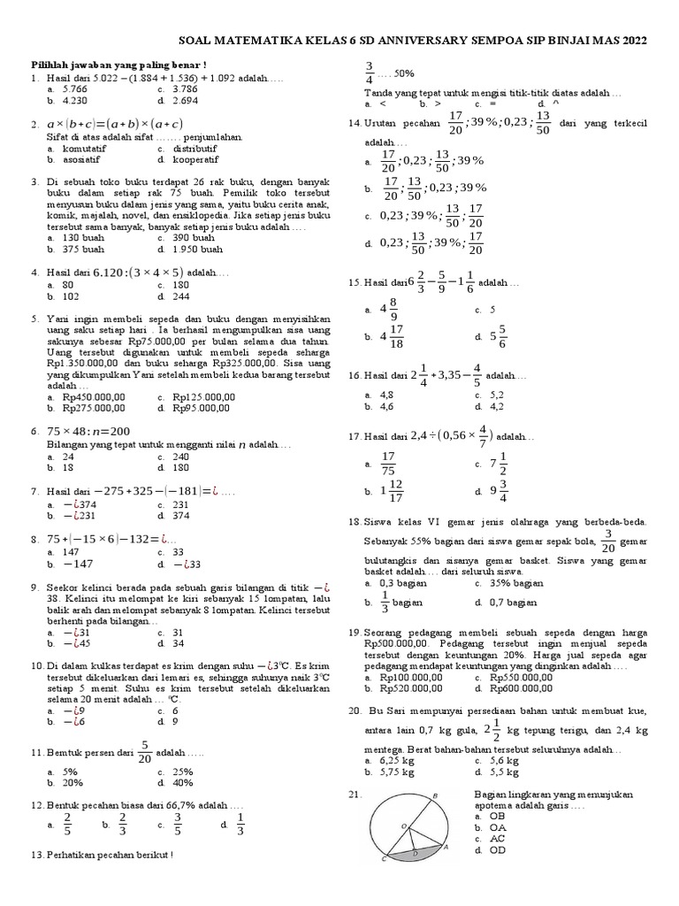 Soal Kelas 6 SD | PDF