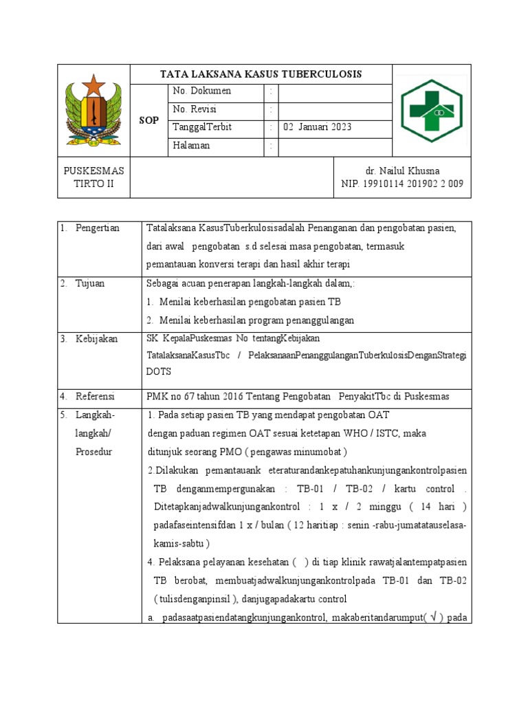 Tatalaksana Kasus Tuberkulosis di Puskesmas | PDF | Kesehatan Holistik