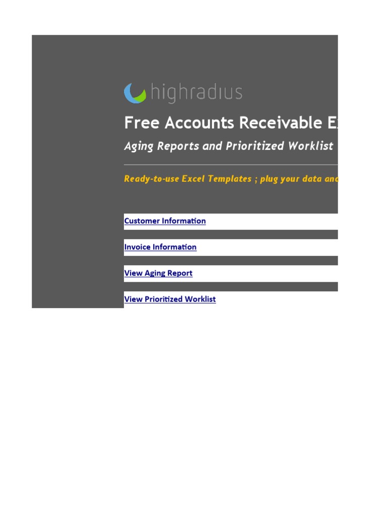 AR Excel Template - Aging Report and Prioritized Worklist | PDF ...