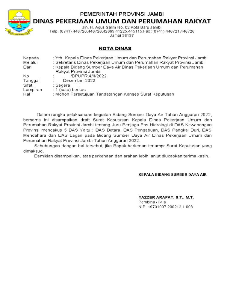 Nota Dinas SK Penjaga Pos | PDF