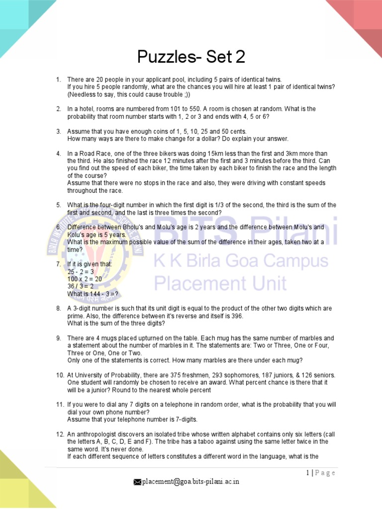 Set 2 Problems | Download Free PDF | Mathematics