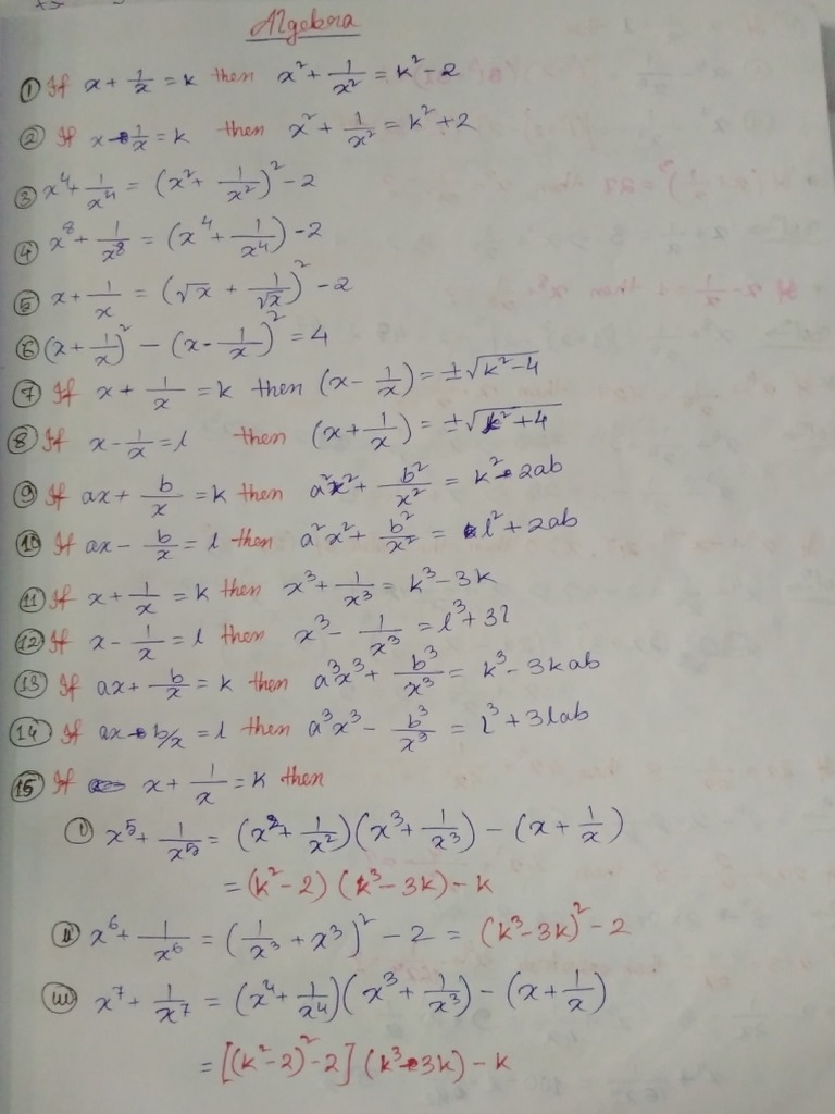 Important Algebra Formulae For SSC | PDF