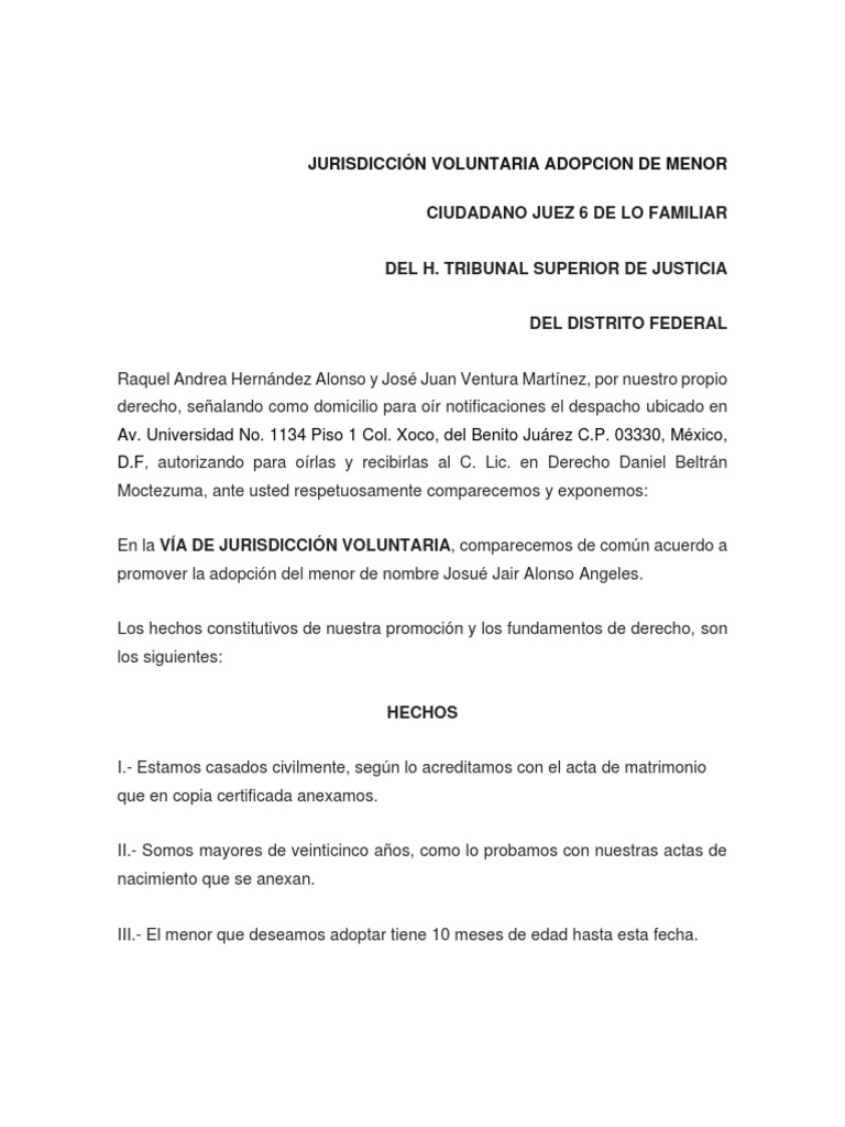 Demanda de Adopción | PDF | Adopción | Ciudad de México