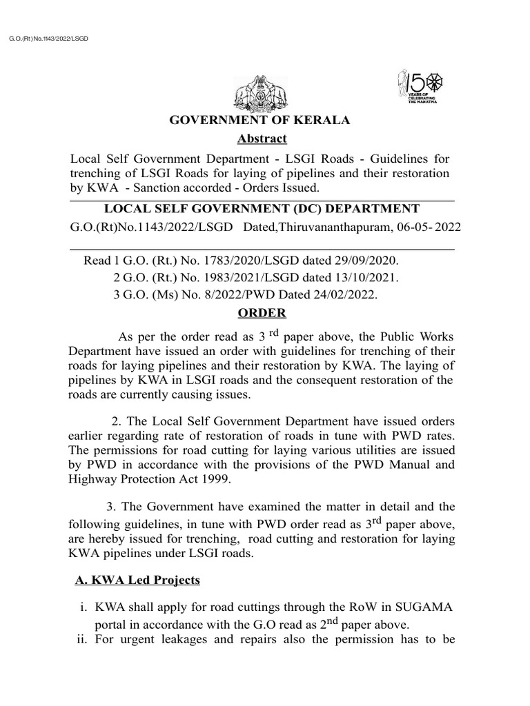 Guidelines For Road Cutting by KWA - dc56 | PDF | Government