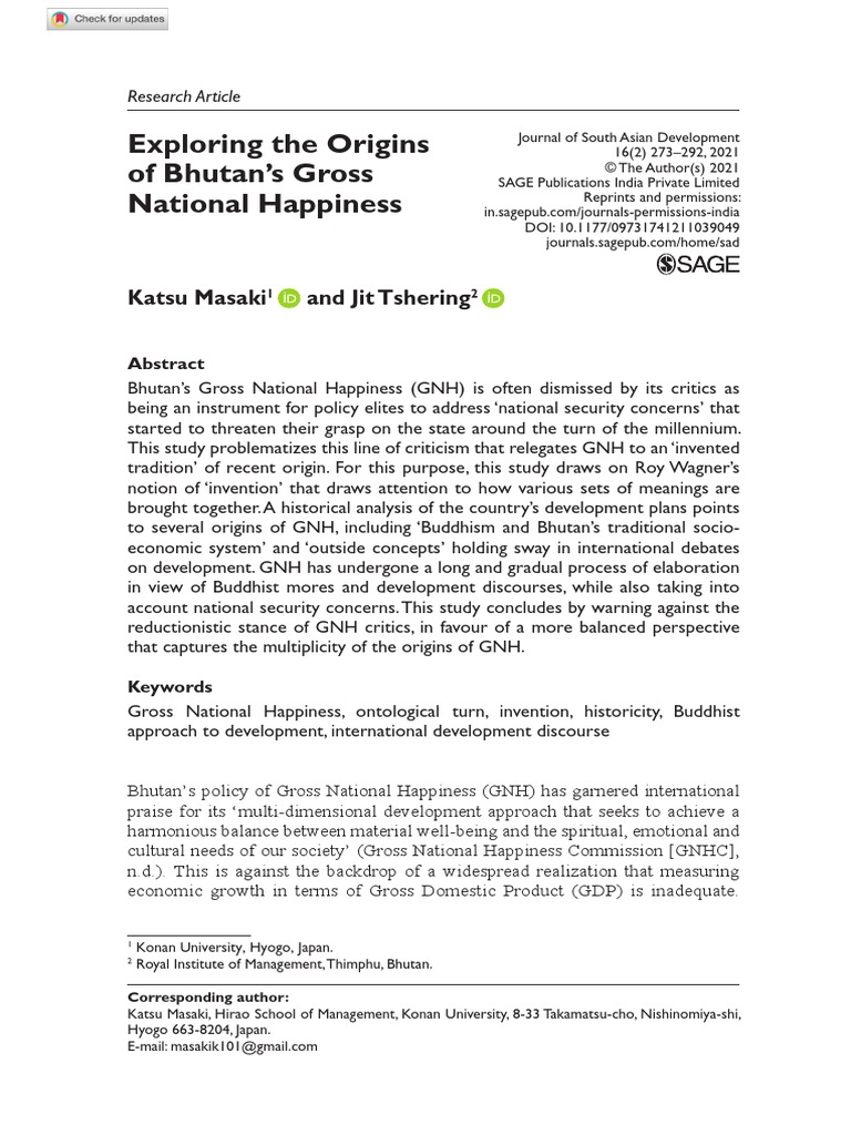 Exploring The Origins Of Bhutans Gross National Happiness Pdf