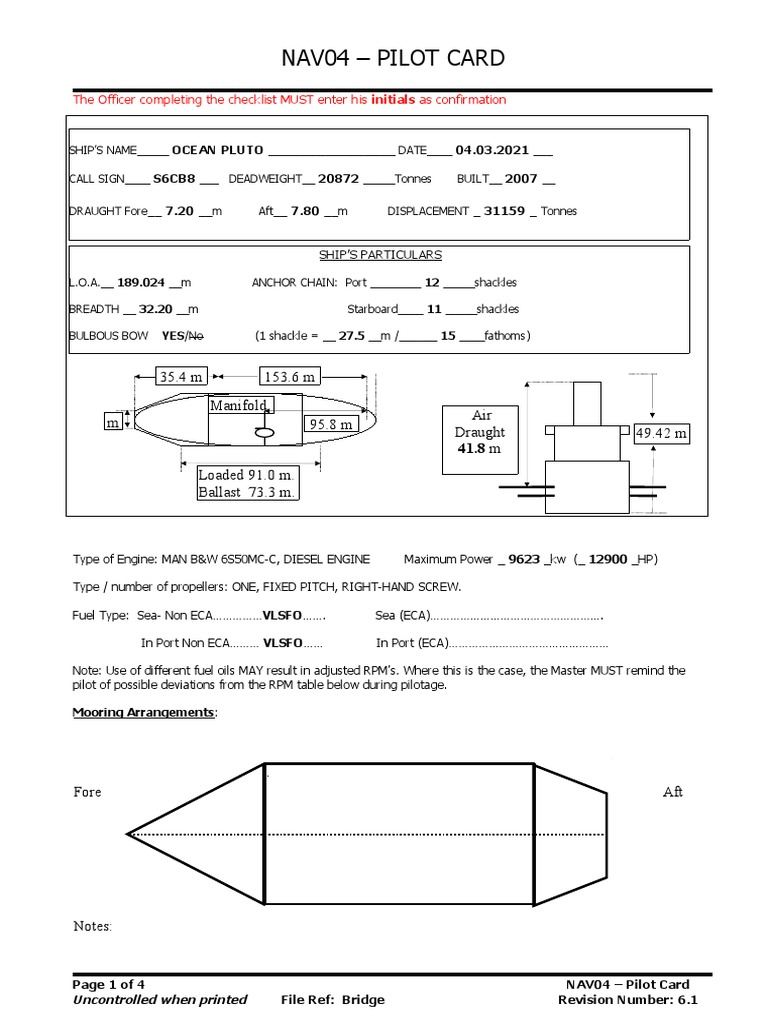 Nav 04 - Pilot Card | PDF | Ships | Watercraft