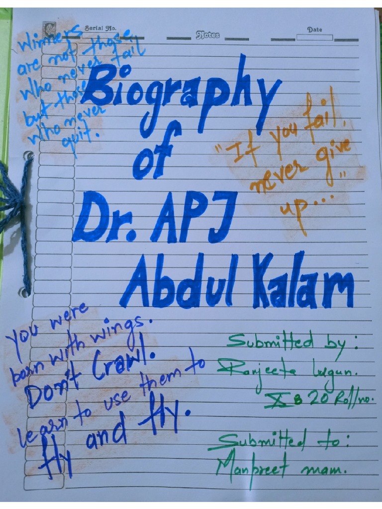 history project on biography of Dr APJ Abdul Kalam | PDF