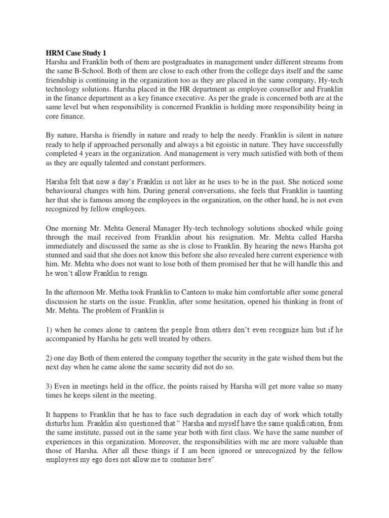 HRM Case Study (Solution) | PDF | Human Resource Management | Employment