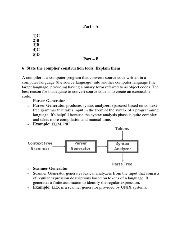 Ct 1 Compiler Design Set C Pdf Parsing Compiler
