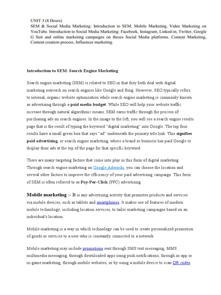 Unit 3 Digital Marketing | PDF | Search Engine Marketing | Social Media ...