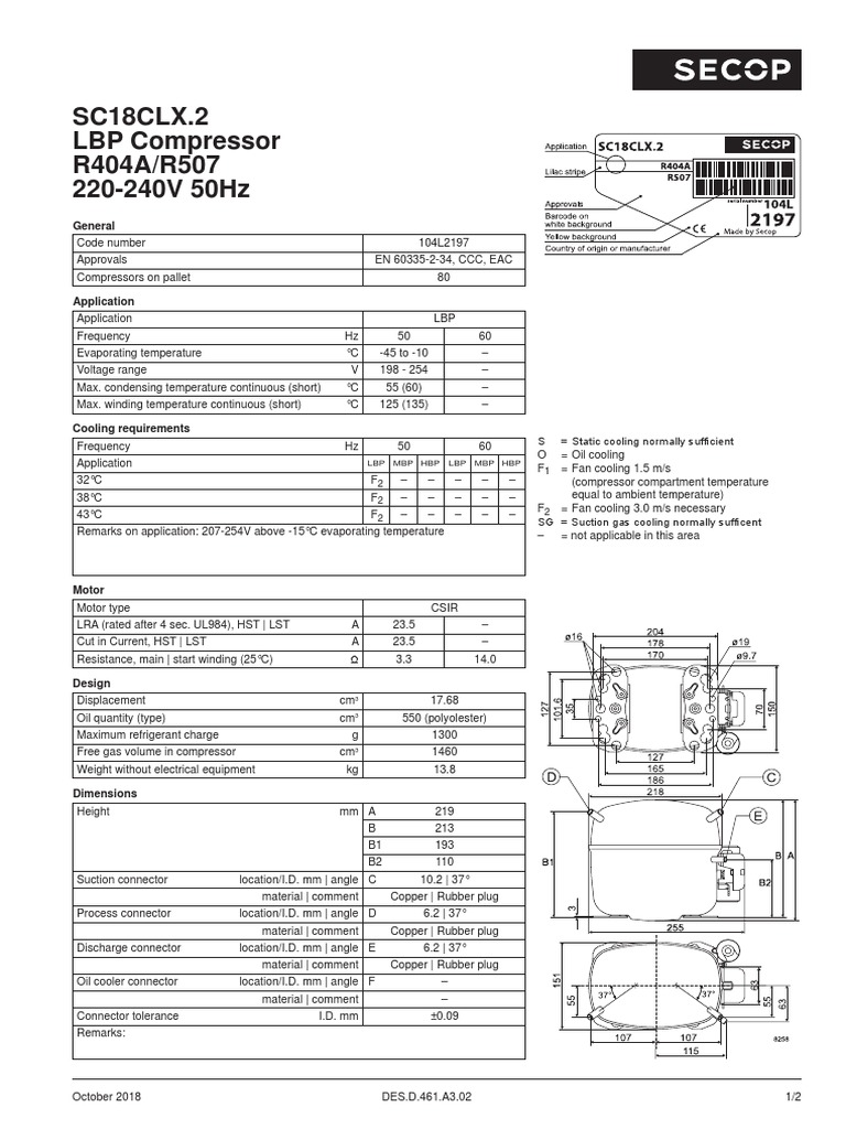 SC18CLX.2 LBP Compressor Specifications | PDF | Electrical Engineering ...