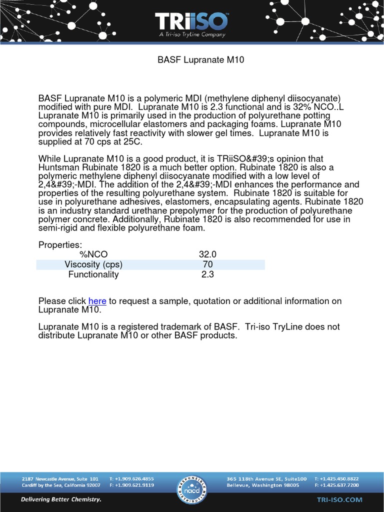 BASF Lupranate M10 TDS | PDF | Technology & Engineering