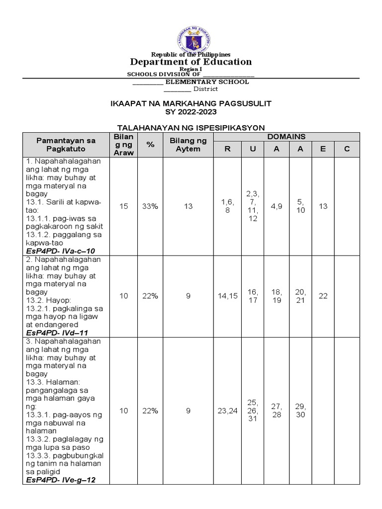 PT Esp4 Q4 Final | PDF