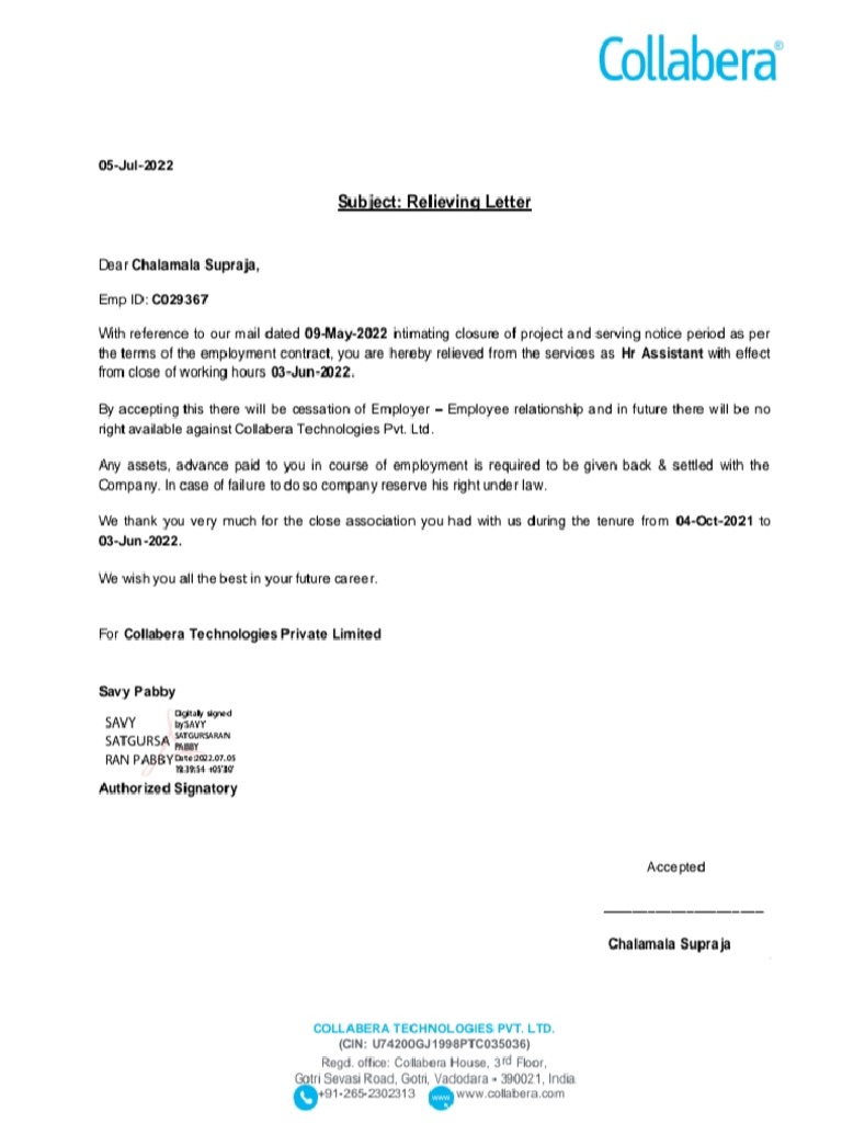 Amazon Relieving Letter | PDF