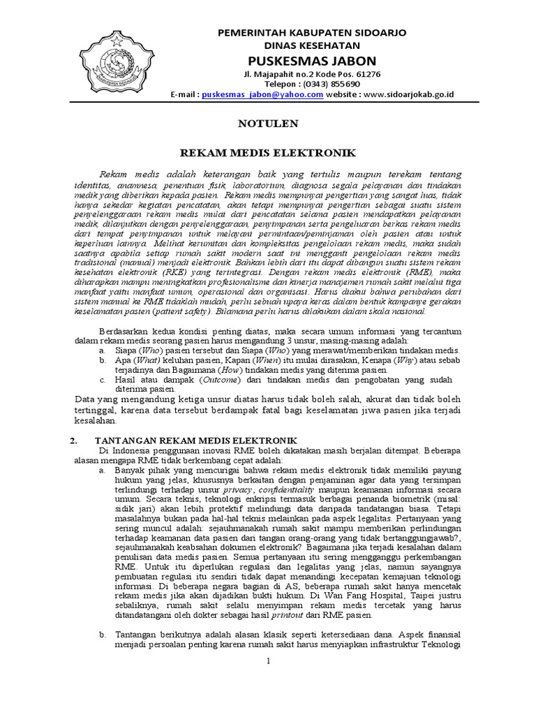 Rekam Medis Elektronik | PDF | Komputer