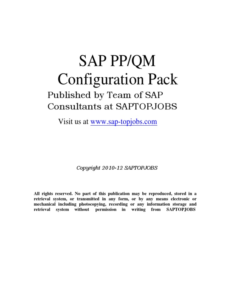 SAP PP QM Configuration Pack | PDF | Cost | Business
