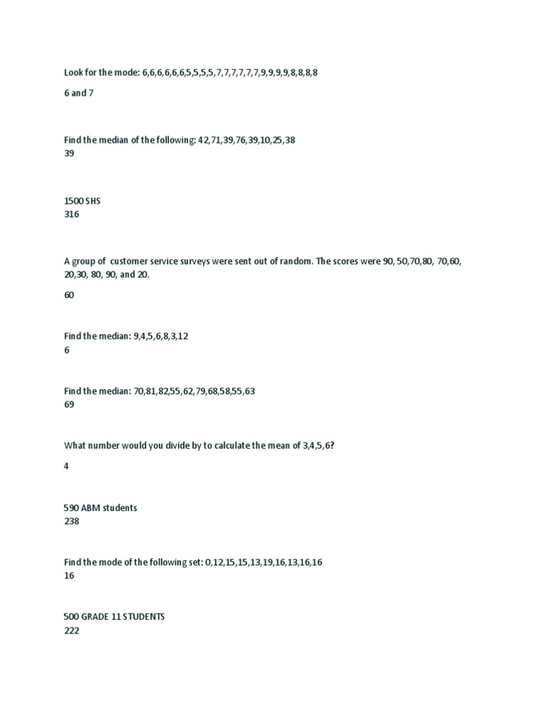 Statistics: Mode, Median, Mean Calculations | PDF | Teaching Methods & Materials