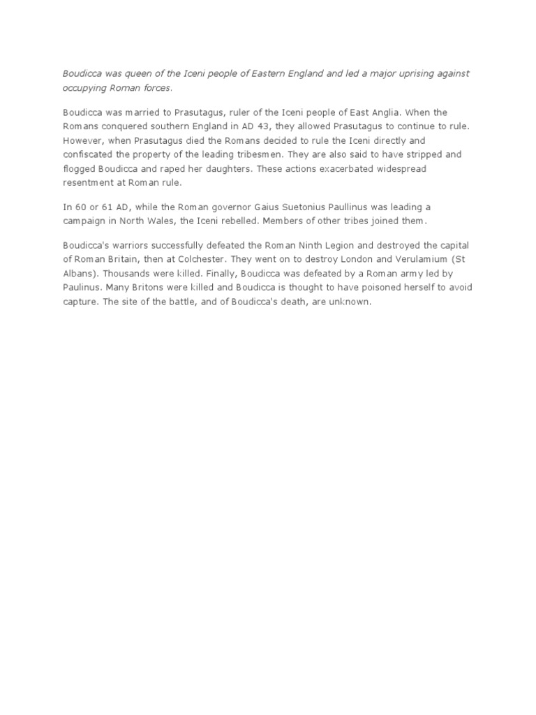 Boudicca: Iceni Queen's Revolt | PDF | History