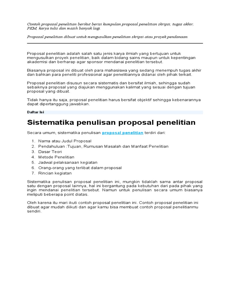 Contoh Proposal Penelitian Berikut Berisi Kumpulan Proposal Penelitian ...