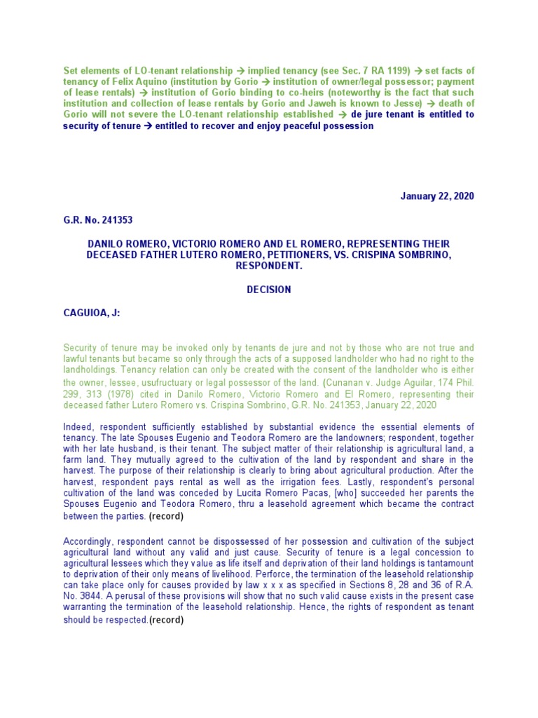 Security of Tenure Jurisprudence | Download Free PDF | Leasehold Estate ...