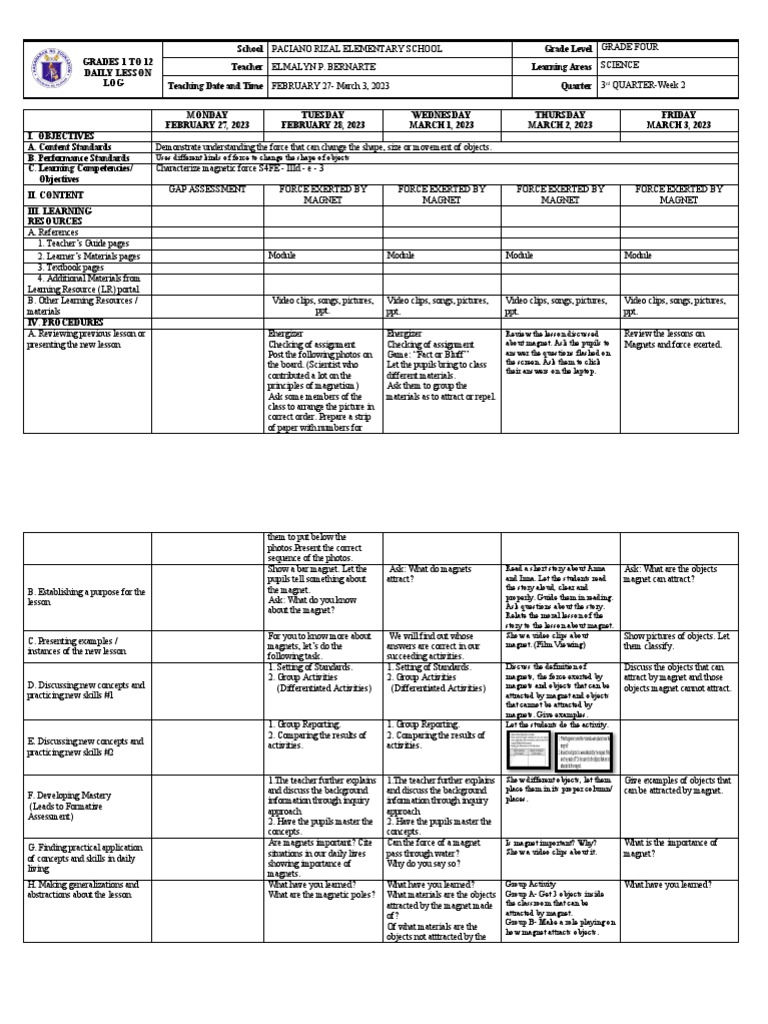 DLL SCIENCE 3Q Week 3 | PDF | Education Theory | Learning