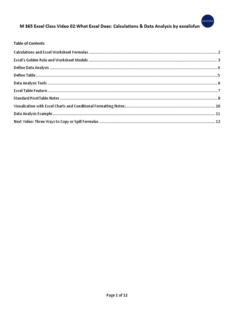 02 M365excelclass Pdf Microsoft Excel Data Management 