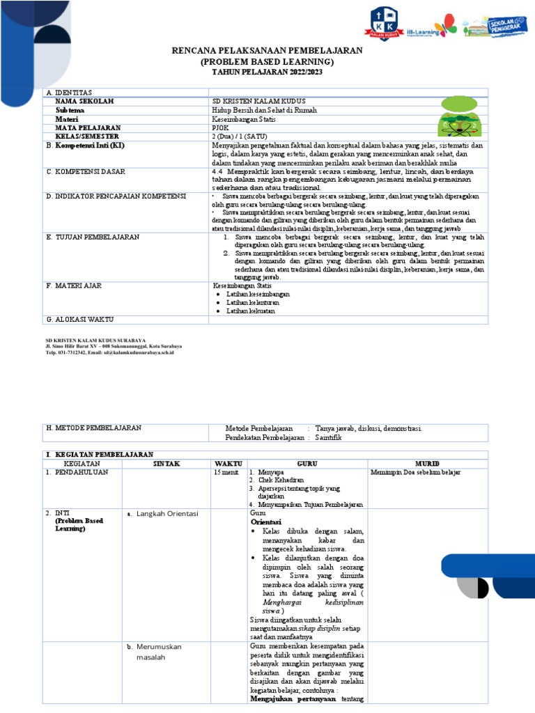 Contoh Format RPP Inkuiri - SDKKK | PDF
