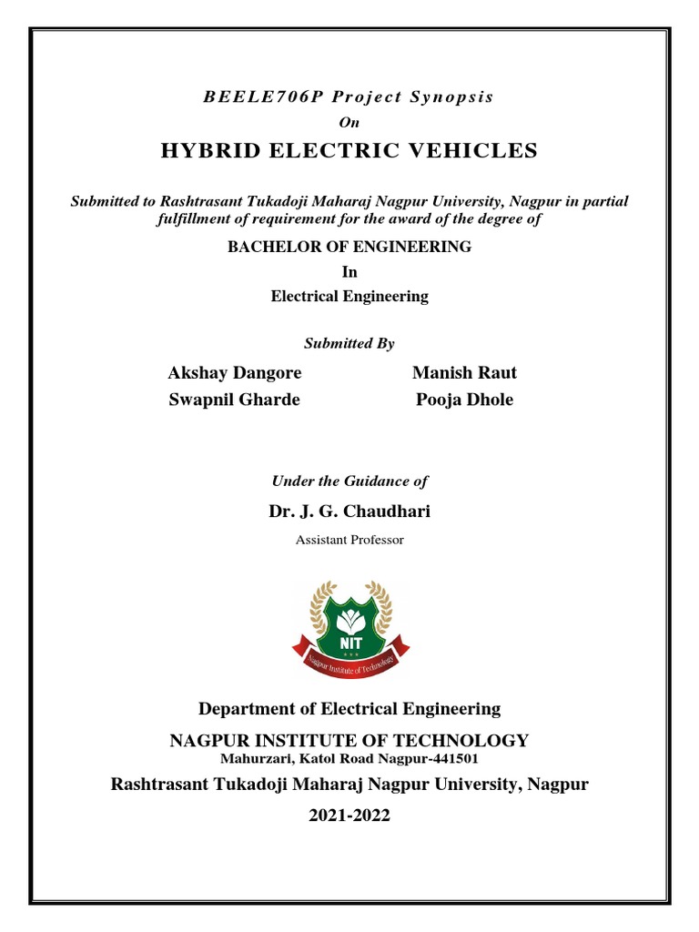 Project Report Hybrid Electric Vehicle | PDF | Electric Generator | Gear