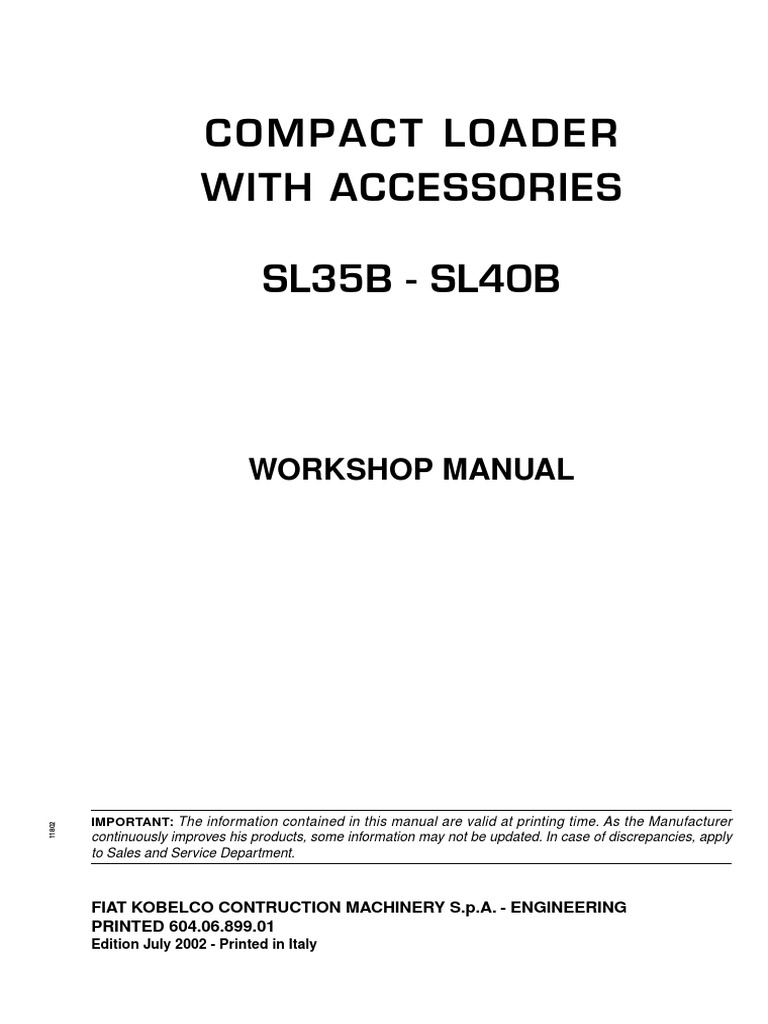 Dokumen - Tips - Fiat Kobelco sl35b Skid Steer Loader Service Repair Manual 1630001906 | PDF ...
