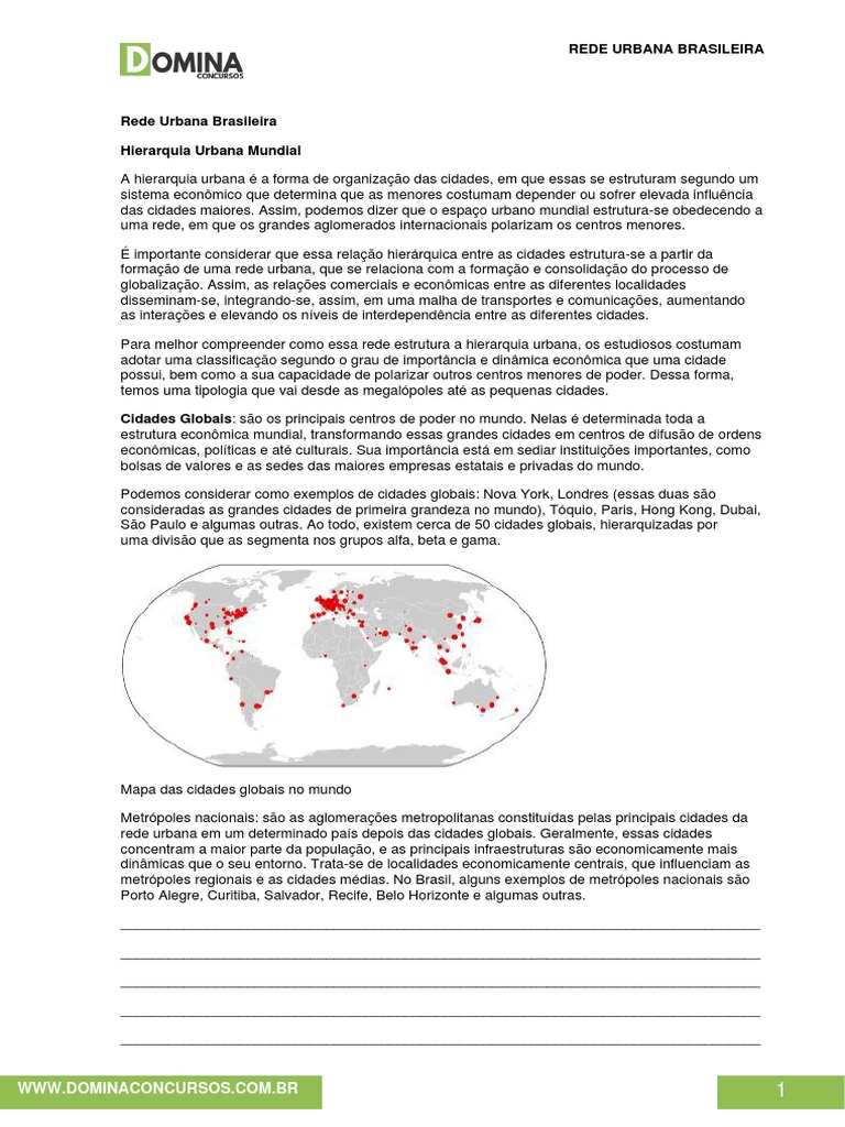 Hierarquia da Rede Urbana Brasileira | PDF | Brasil | Cidade