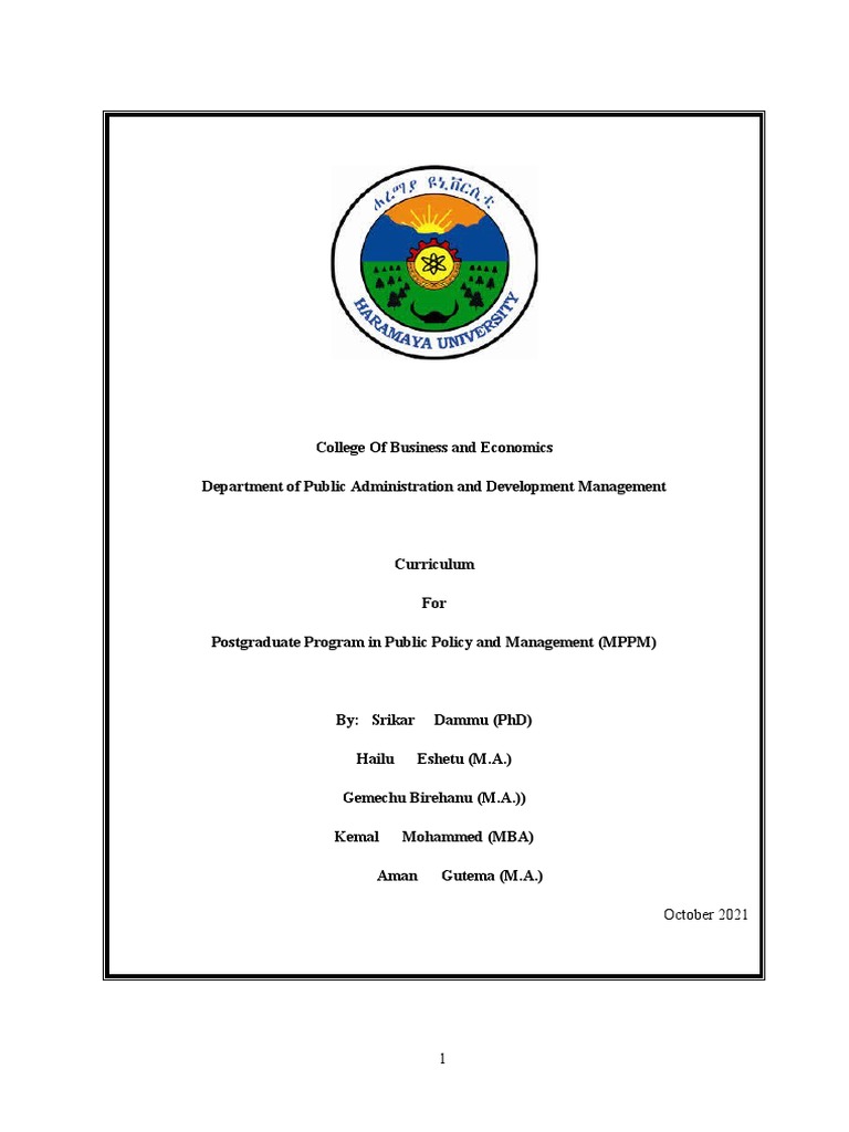 MPPM Curriculum Overview at Haramaya University | PDF | Policy ...