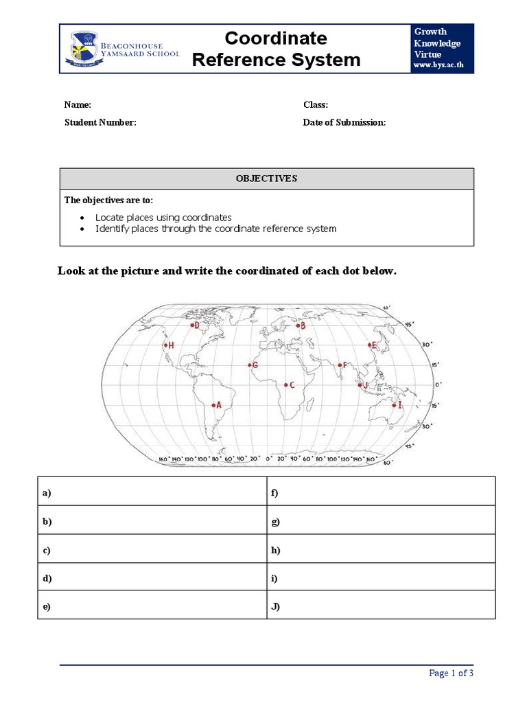 Coordinates - S1 Geo WS | PDF