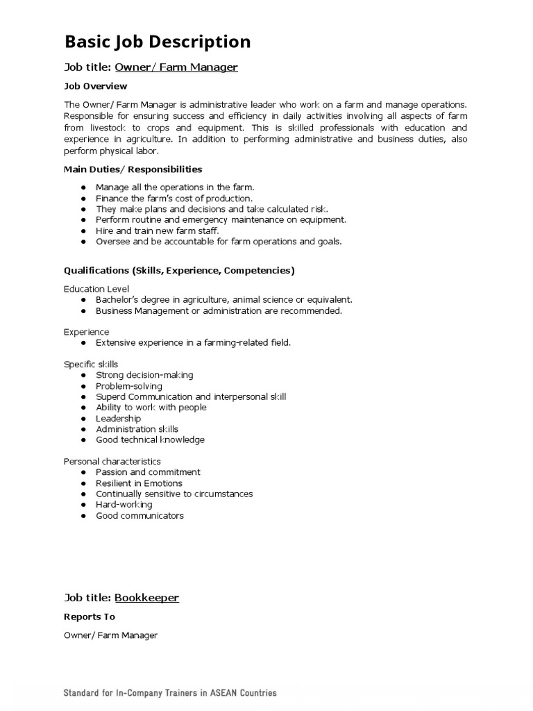 Basic Job Description | PDF | Bookkeeping | Business
