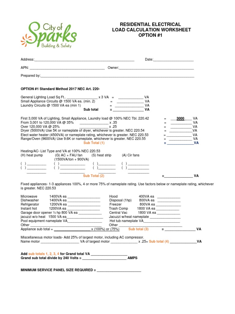 electrical load calculation form. | PDF | Home Appliance | Refrigerator