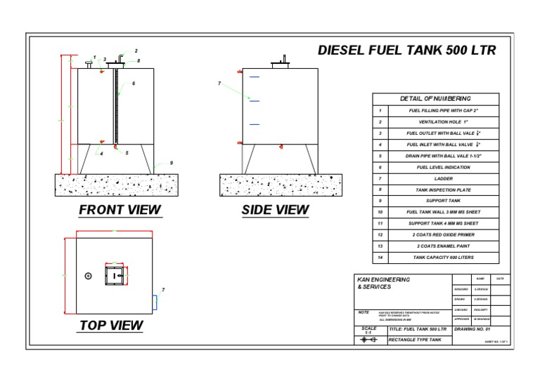 500 Liter Diesel Fuel Tank Design | PDF | Engines | Mechanical Engineering