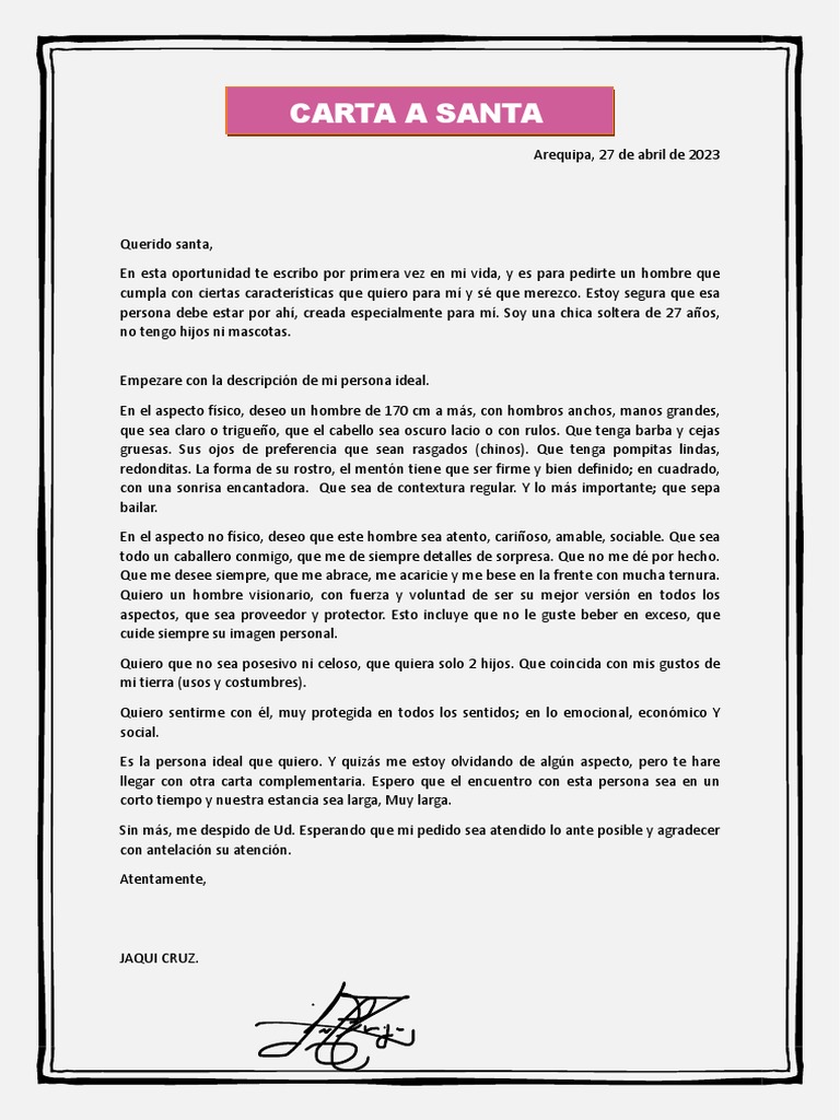 Carta a Santa: Deseos de Amor Ideal | PDF | Relaciones personales ...