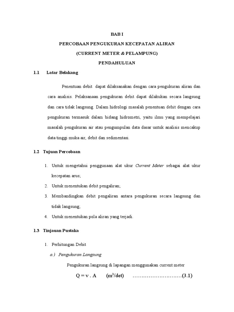 1.1 Dasar Teori Current Meter | PDF