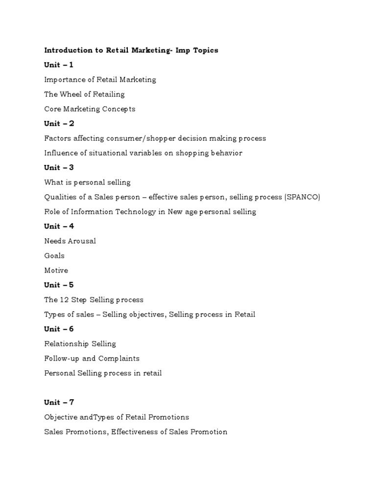 Introduction To Retail Marketing | PDF