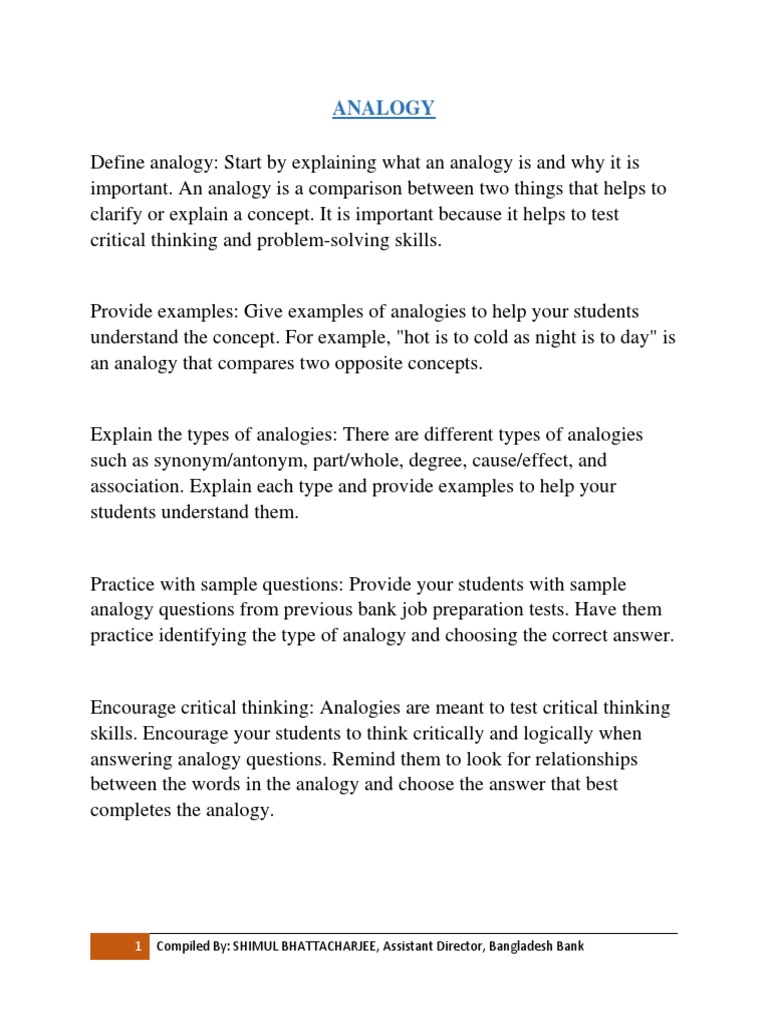 Analogy New Sheet | PDF | Analogy | Critical Thinking
