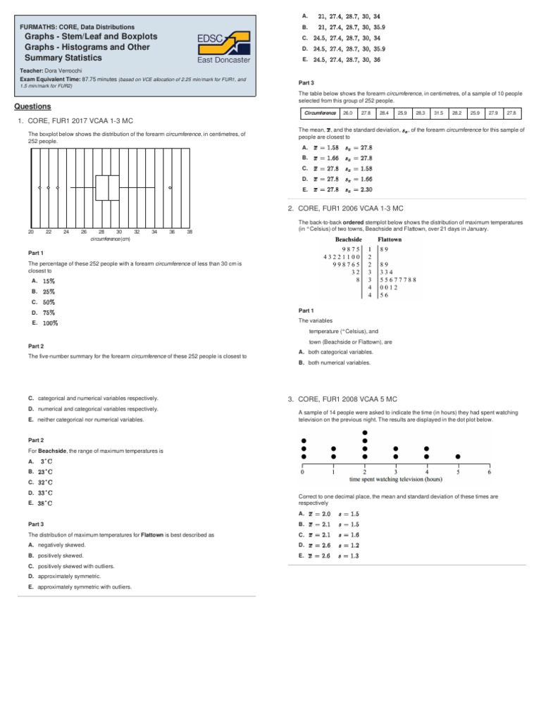 Core Data Analysis Worksheet 3-Ex 1IJK | PDF | Skewness | Statistical Analysis