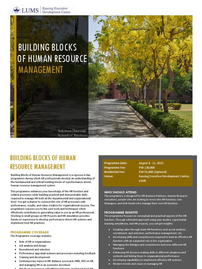 LUMS HR Management Training Program | PDF | Payments | Fee