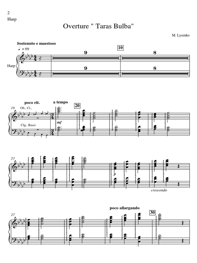 Lysenko M. - Taras Bulba 1 Harp | PDF | Performing Arts | Musical Compositions